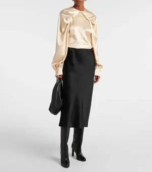 Max Mara Key Torchon Silk Satin Blouse - Neutrals