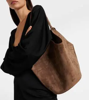 Khaite Lotus Medium Suede Tote Bag - Brown