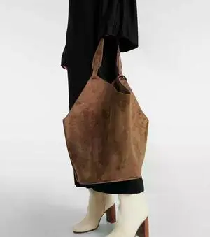 Khaite Lotus Medium Suede Tote Bag - Brown