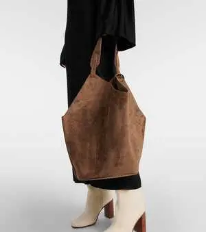Khaite Lotus Medium Suede Tote Bag - Brown