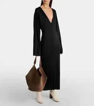Khaite Lotus Medium Suede Tote Bag - Brown