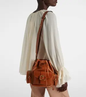 Chloé Leather Camera Bucket Bag - Brown