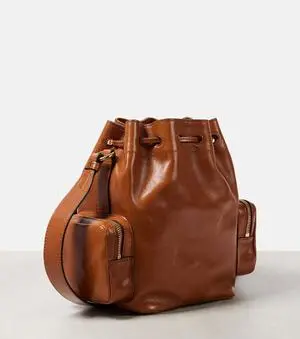 Chloé Leather Camera Bucket Bag - Brown