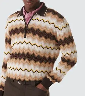 Missoni Zigzag Cotton And Wool Half-zip Sweater