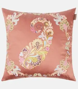 Etro Paisley Embroidered Cotton Cushion - Pink