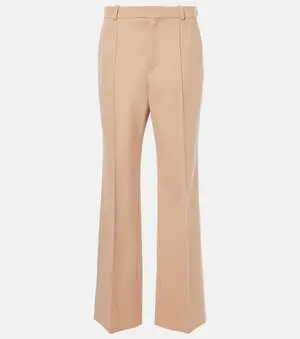 Chloé High-rise Wool Straight Pants - Beige