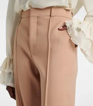 Chloé High-rise Wool Straight Pants - Beige