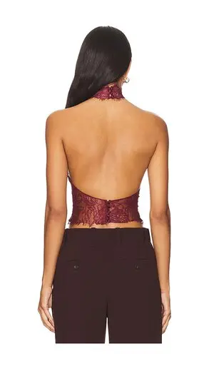 Retrofete Violet Lace Halterneck Top - Wine