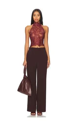 Retrofete Violet Lace Halterneck Top - Wine