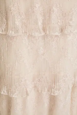 Zimmermann Tiered Pleated Lace Midi Skirt