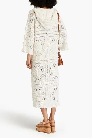 Zimmermann Crochetknit Cotton Hooded Kaftan