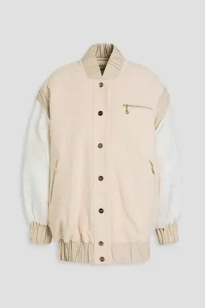 Zimmermann Appliquéd Cotton-blend Bouclé And Shantung Bomber Jacket