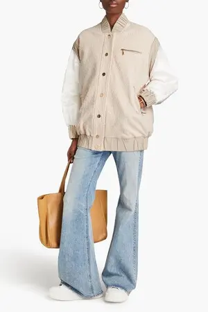 Zimmermann Appliquéd Cotton-blend Bouclé And Shantung Bomber Jacket
