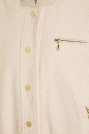 Zimmermann Appliquéd Cotton-blend Bouclé And Shantung Bomber Jacket