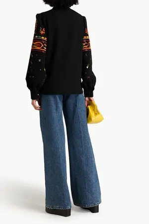 Emilio Pucci Embroidered Stretch-crepe Blouse