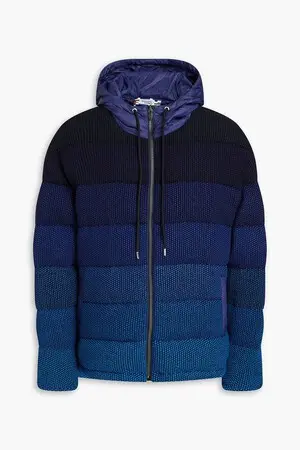 Missoni Dégradé Quilted Bouclé-knit Hooded Down Jacket - Indigo