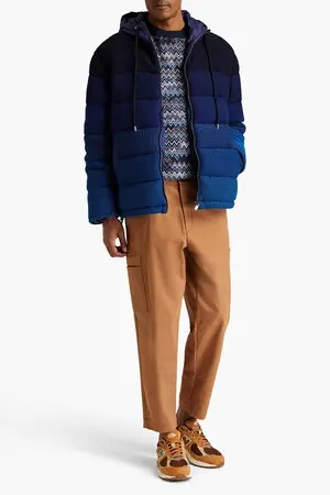 Missoni Dégradé Quilted Bouclé-knit Hooded Down Jacket - Indigo