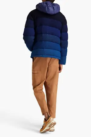 Missoni Dégradé Quilted Bouclé-knit Hooded Down Jacket - Indigo