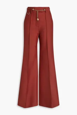 Zimmermann Belted Flared Wool-blend Pants