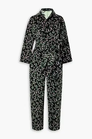 Yvonne S Belted Floral-print Jumpsuit - Black