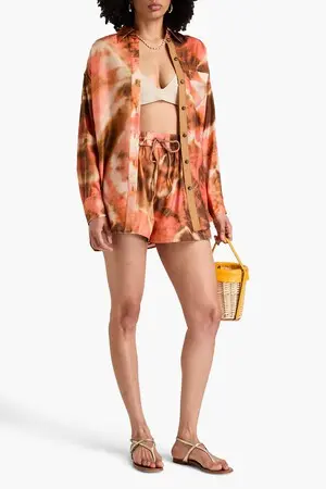Zimmermann Oversized Tie-dyed Silk-satin Shirt