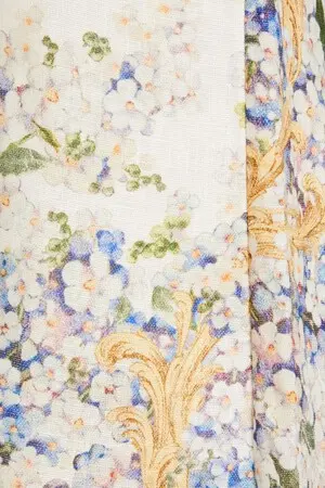 Zimmermann Floral-print Kick-flare Linen Pants With Belt