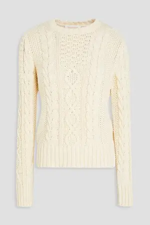 Zimmermann Cable-knit Cotton-blend Sweater - Ecru