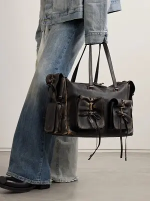 Acne Studios Distressed Leather Shoulder Bag - Brown