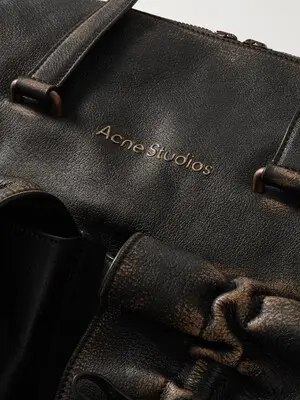 Acne Studios Distressed Leather Shoulder Bag - Brown