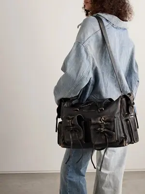 Acne Studios Distressed Leather Shoulder Bag - Brown