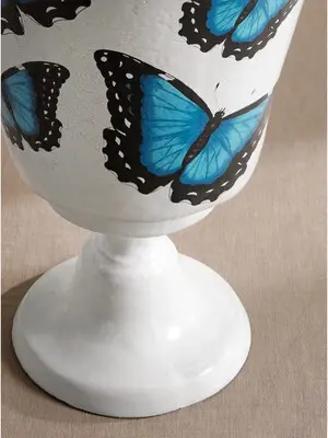 ASTIER DE VILLATTE John Derian Blue Butterflies Printed Ceramic Vase