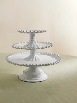 ASTIER DE VILLATTE Adélaïde Three-tier Ceramic Serving Stand - White