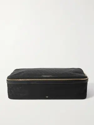 ANYA HINDMARCH Leather-trimmed Nylon-jacquard Hair Kit - Black