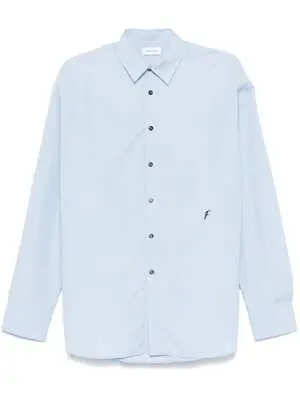 FERRAGAMO Logo-embroidered Shirt - Blue