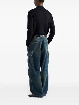 Prada Cable-knit Polo Sweater - Blue