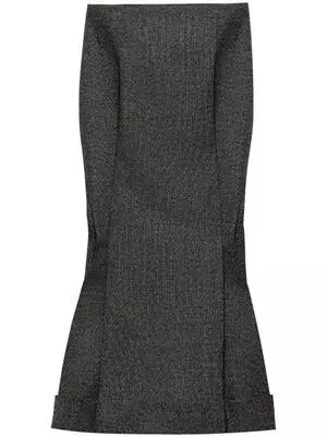 Prada Mouliné-wool Midi Skirt - Grey