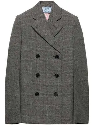 Prada Prince Of Wales Checked Double-breasted Blazer