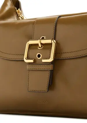 Chloé Large Glossed Leather Camera Bag - Khaki