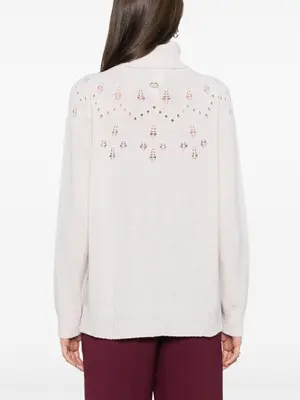 TWINSET Roll Neck Lurex Jumper - White