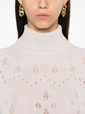TWINSET Roll Neck Lurex Jumper - White