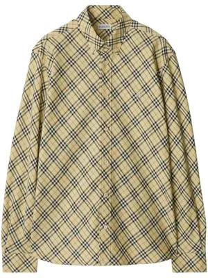 Burberry Checked Cotton Shirt - Neutrals