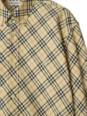 Burberry Checked Cotton Shirt - Neutrals