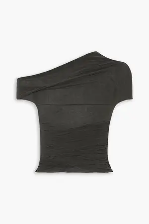 CORTANA Zaida Cropped Ruched Silkblend Tulle Top