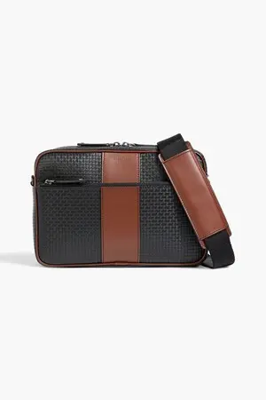 SERAPIAN East West Embossed Messenger Bag - Black