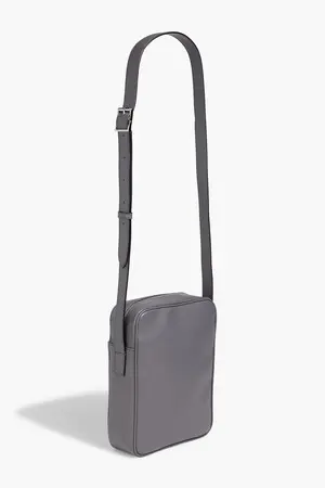 SERAPIAN North South Pebbled-leather Messenger Bag - Gray