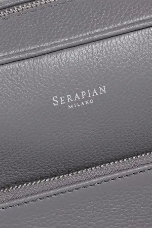 SERAPIAN North South Pebbled-leather Messenger Bag - Gray