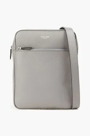 SERAPIAN North South Pebbled-Leather Messenger Bag Stone