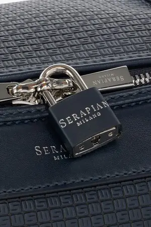 SERAPIAN Embossed Coatedcanvas Weekend Bag - Navy