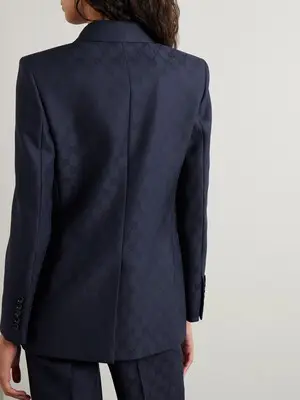 Gucci Double-breasted Wool-jacquard Blazer - Blue
