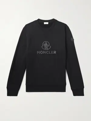 Moncler Logo-appliquéd Cotton And Cashmere-blend Sweatshirt - Black